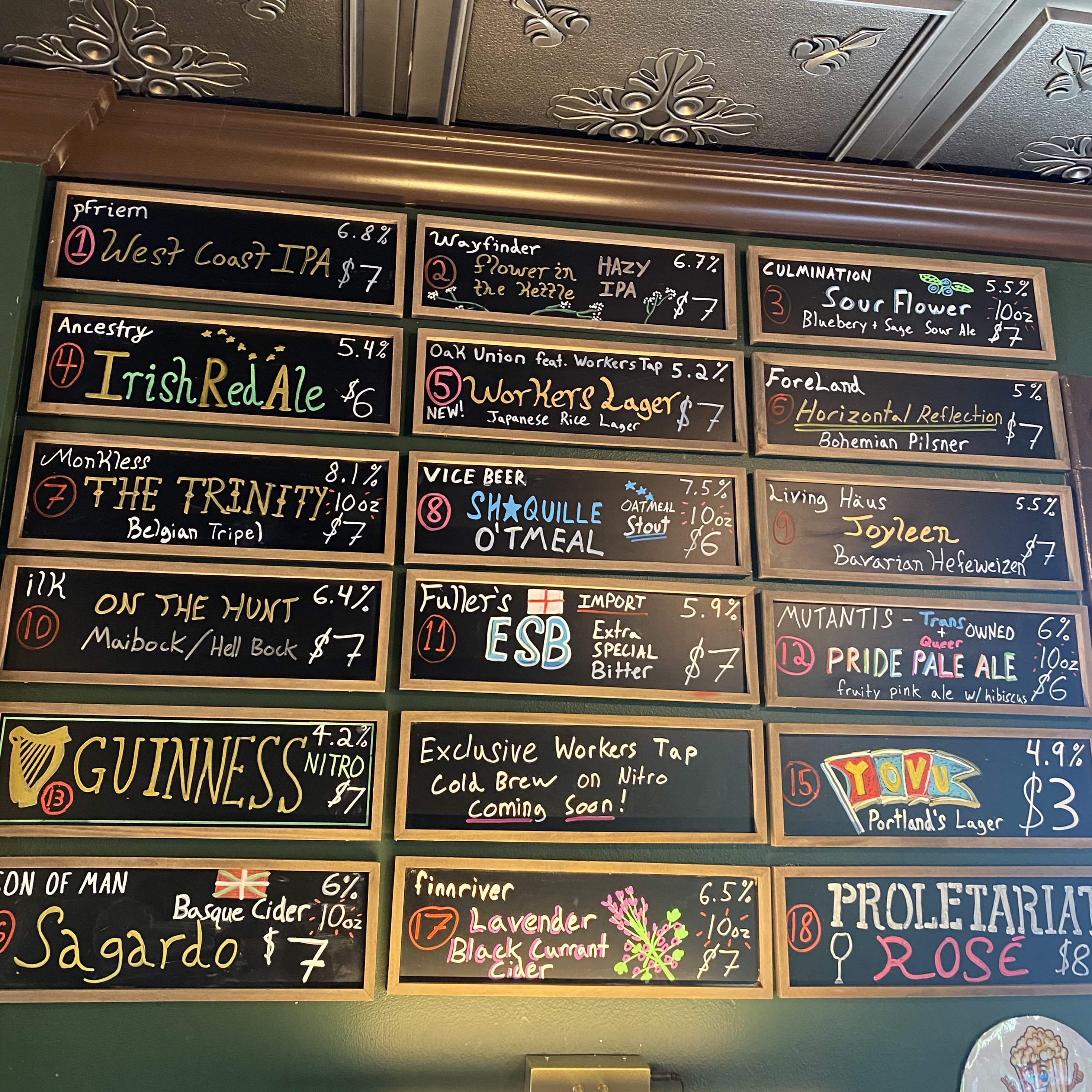 Drink Menus – Workers Tap